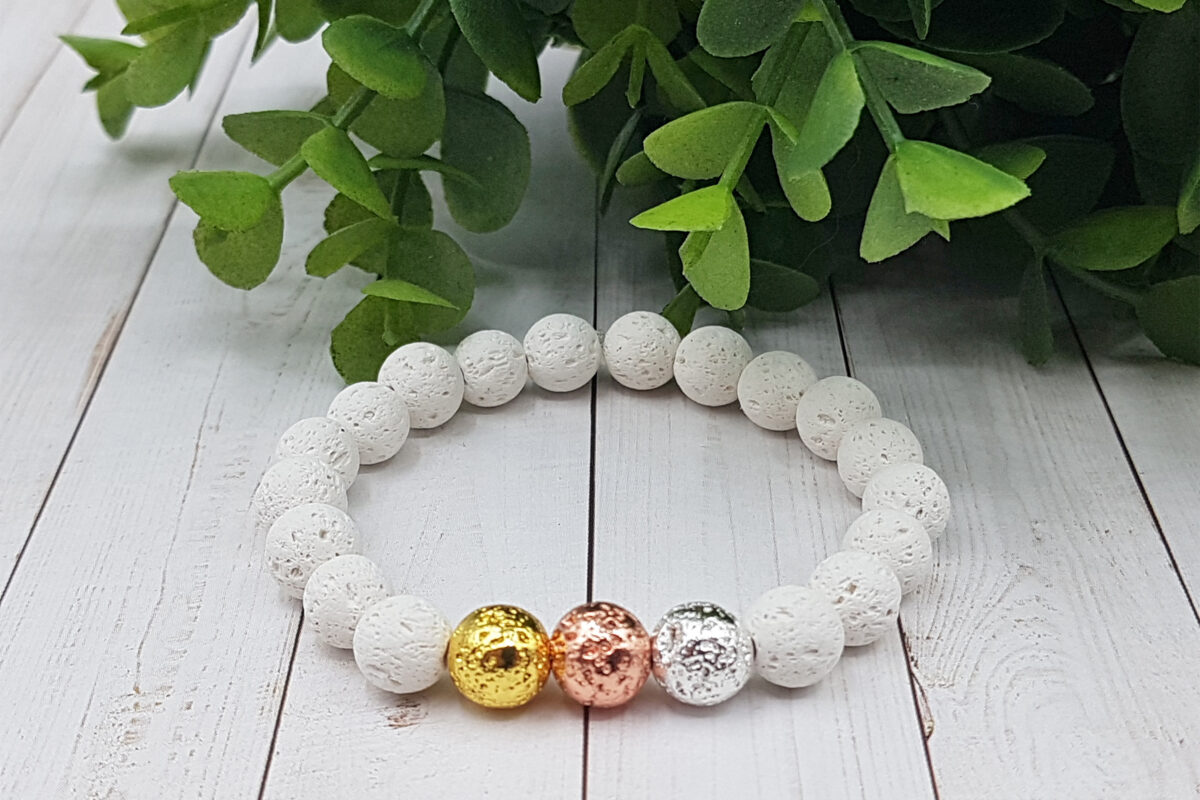 White Lava Essential Oil Diffuser Bracelets - Living Well Oils